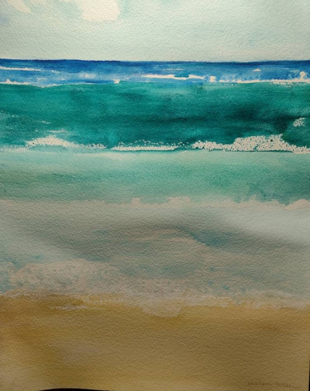 Ocean Waves, Seascape Watercolor Painting Original 16 X 12 Vertical Sea ...