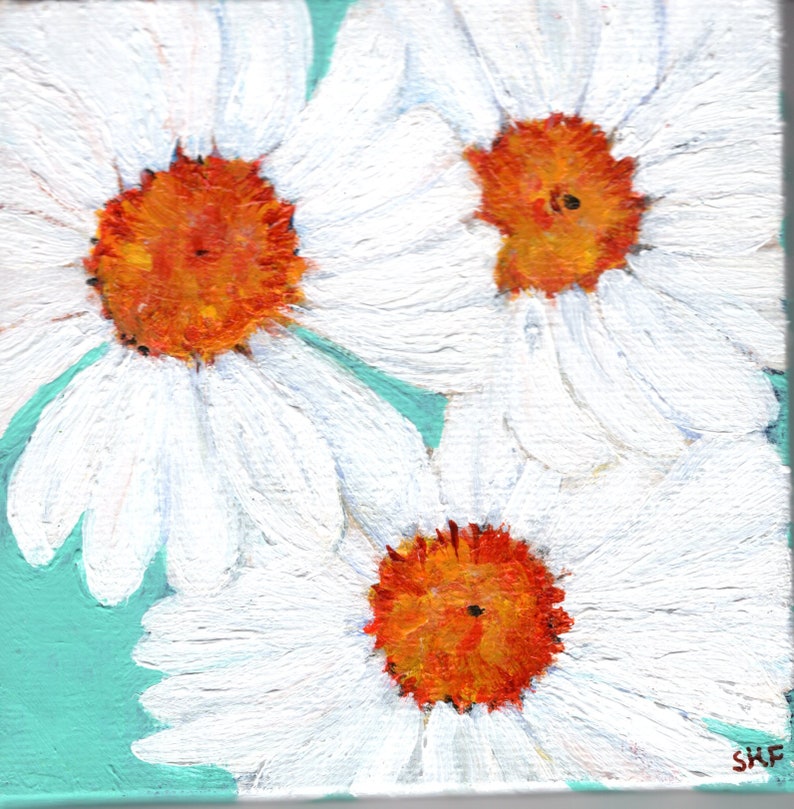 Shasta Daisies Painting Original Daisy Mini Canvas Art 4 X 4 - Etsy