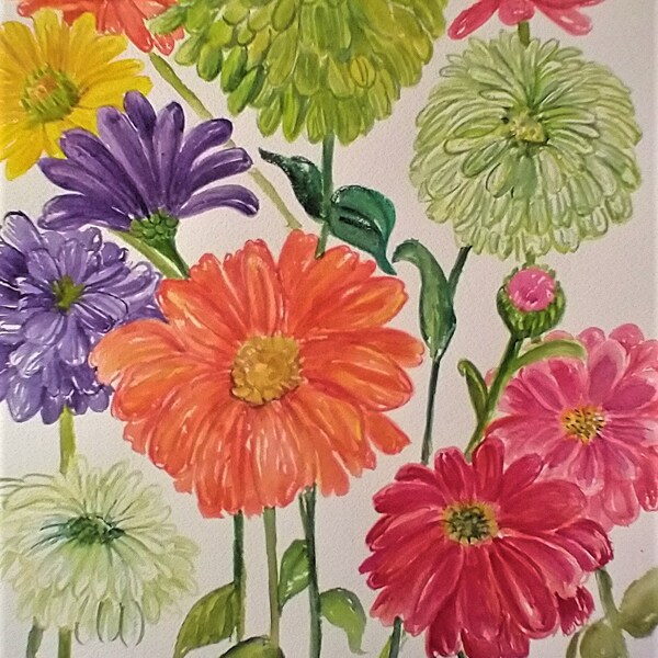 Zinnia Painting - Etsy