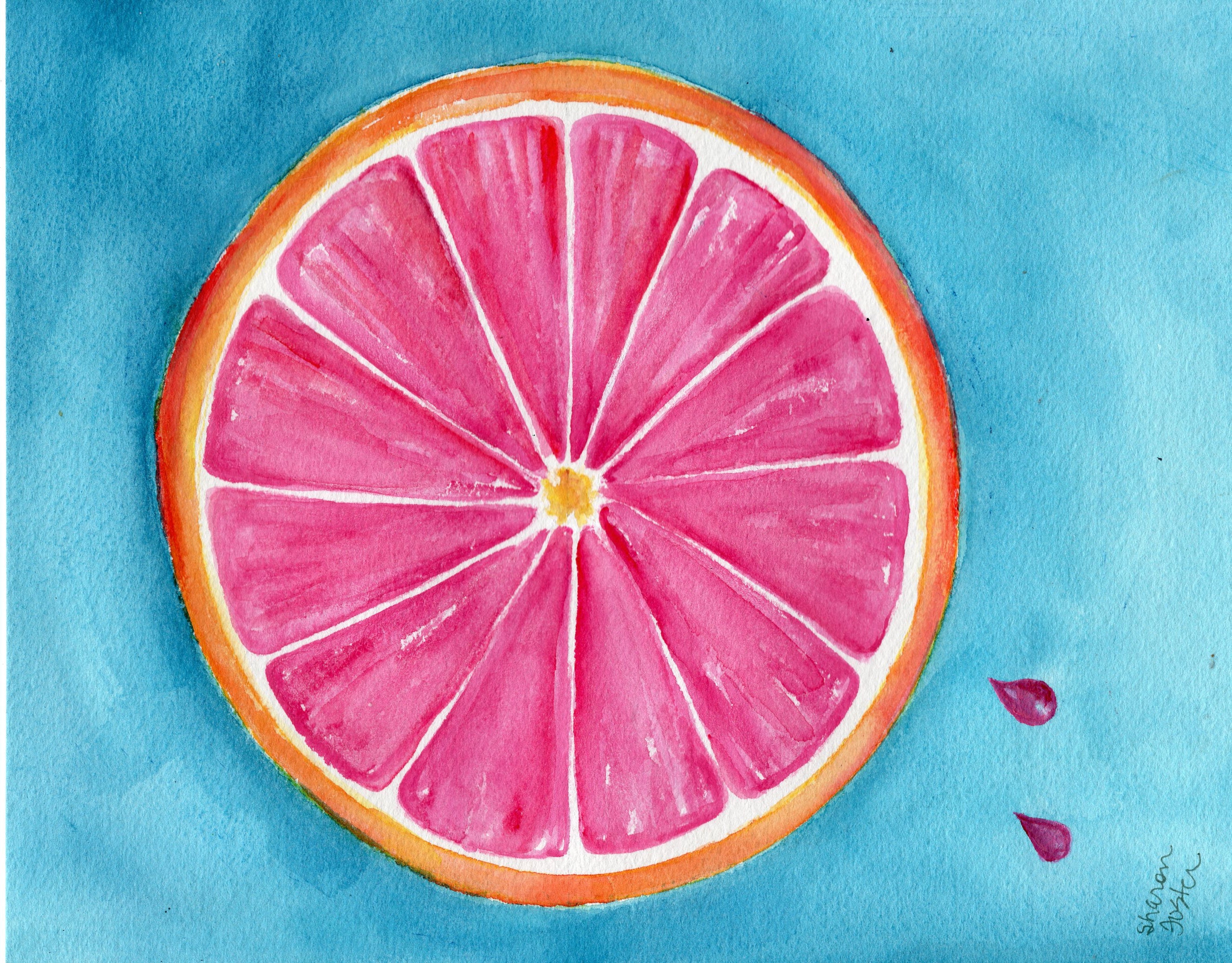 Original Grapefruit Watercolor Painting: 8x10 Fruit Kitchen Art - Etsy