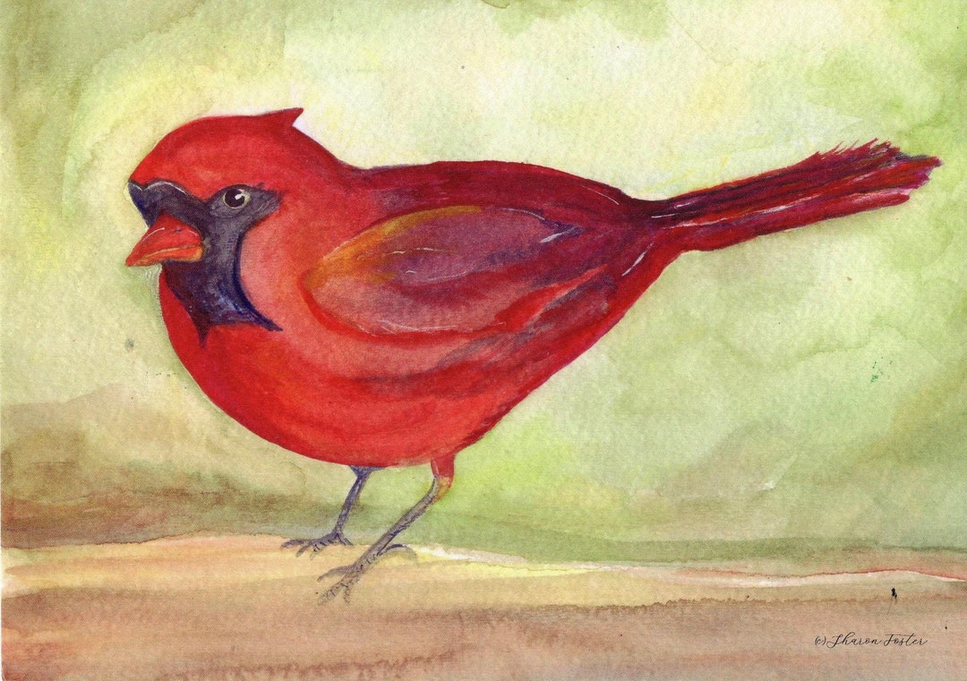 Cardinal Card, 5 X 7 From an Original Watercolor by Sharon Foster - Etsy