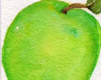 Green Apple Painting | Etsy