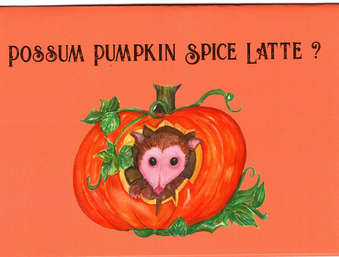 Possum Pumpkin Spice Latte? Greeting Card, Autumn - Etsy