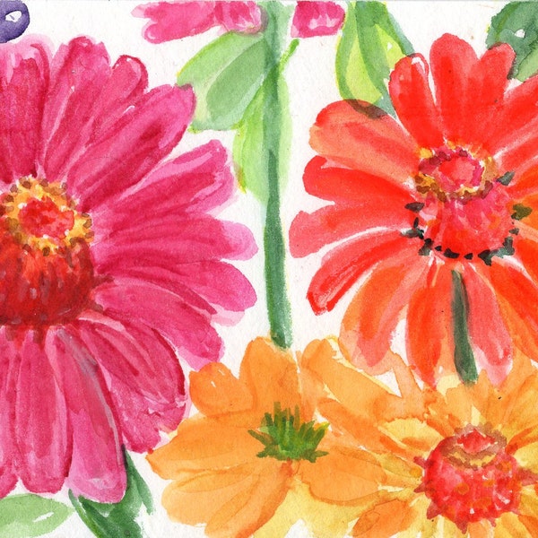 Zinnia Painting - Etsy