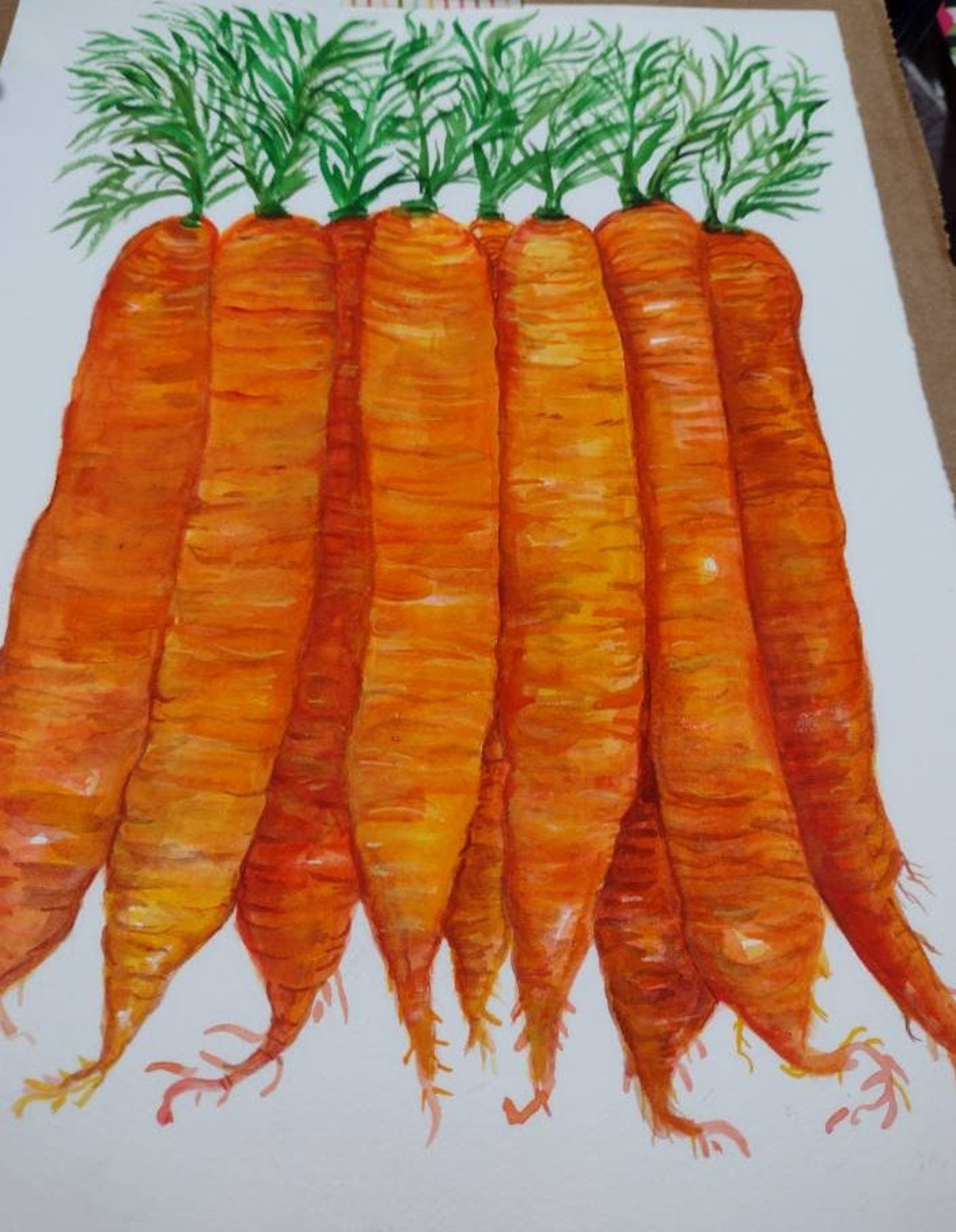 Carrots Watercolor Painting Original Vegetables 10 X 13 - Etsy