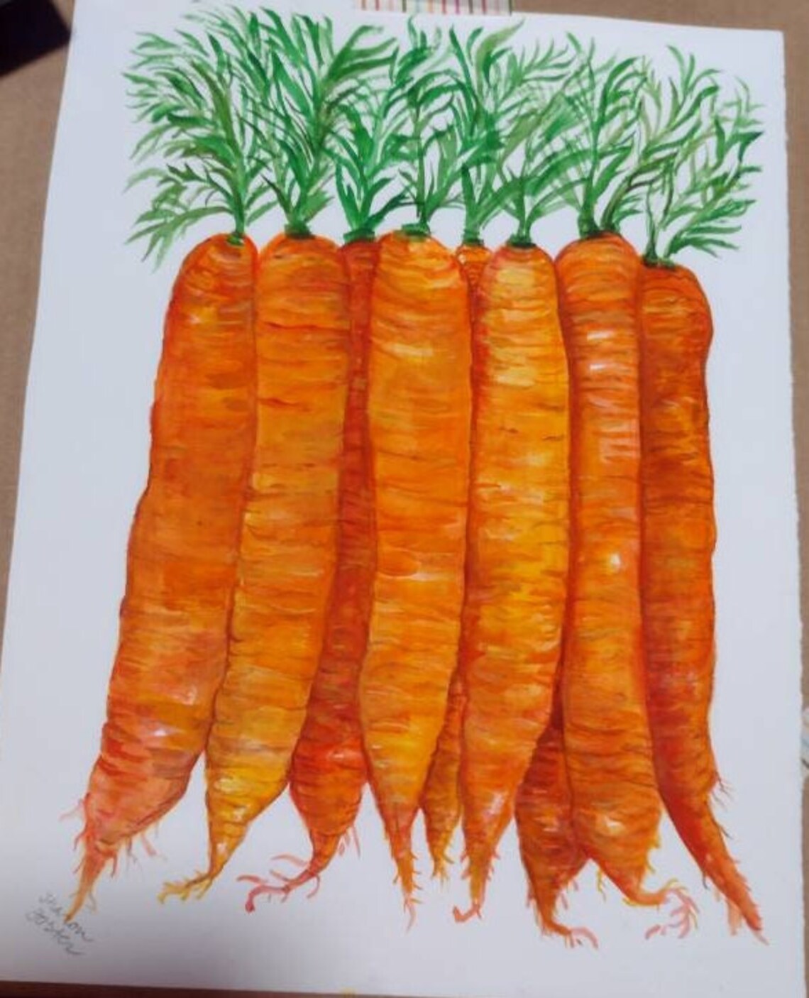 Carrots Watercolor Painting Original Vegetables 10 X 13 - Etsy