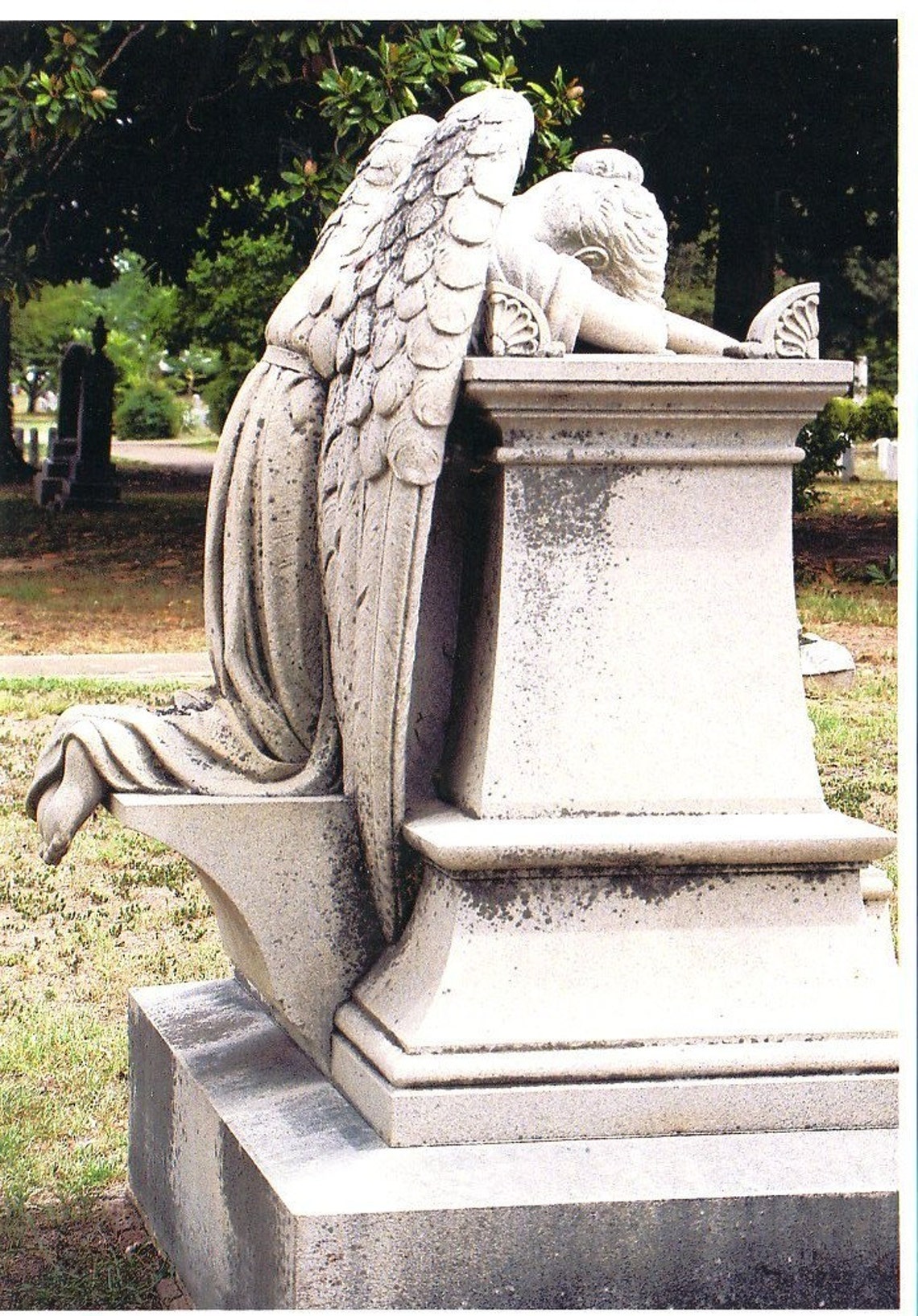 Sympathy Card Weeping Angel Card Friendship Cemetery | Etsy