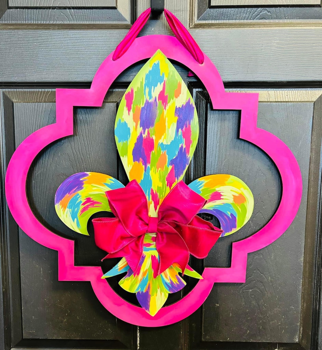 Summer Colorful Fleur De Lis in Quatrefoil - Etsy