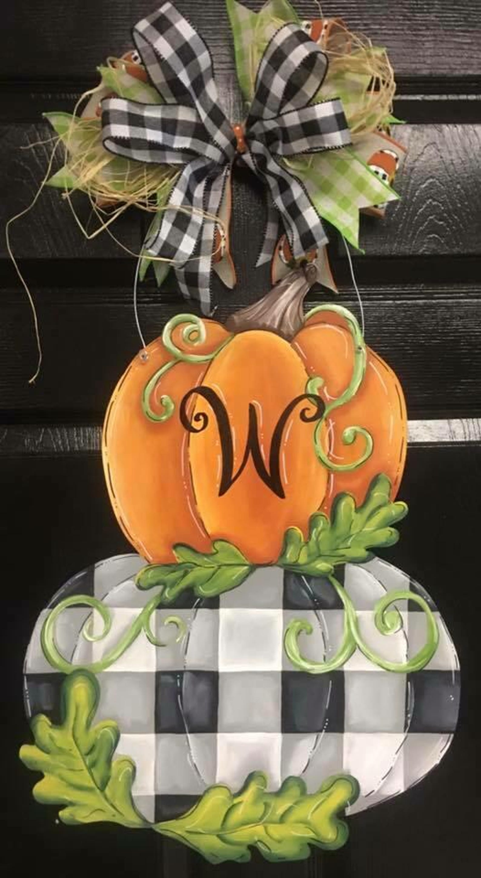 Fall-double Stacked Pumpkins Door Hanger - Etsy