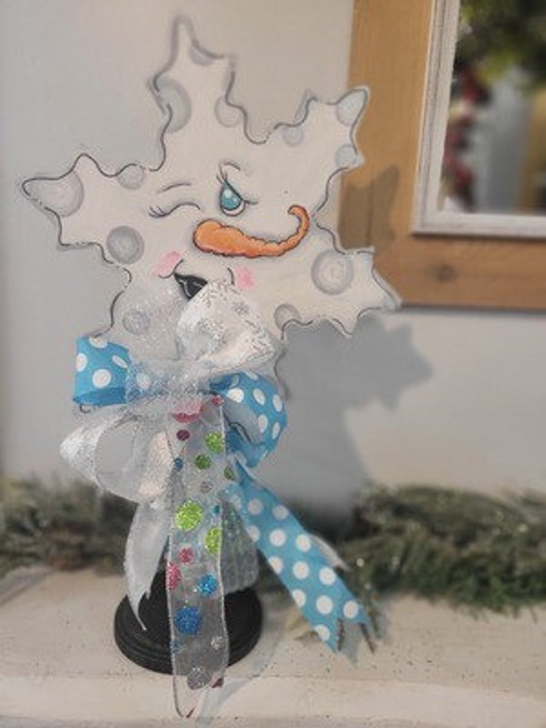 Winter/ Christmas Winking Snowflake Interchangeable Table Topper - Etsy