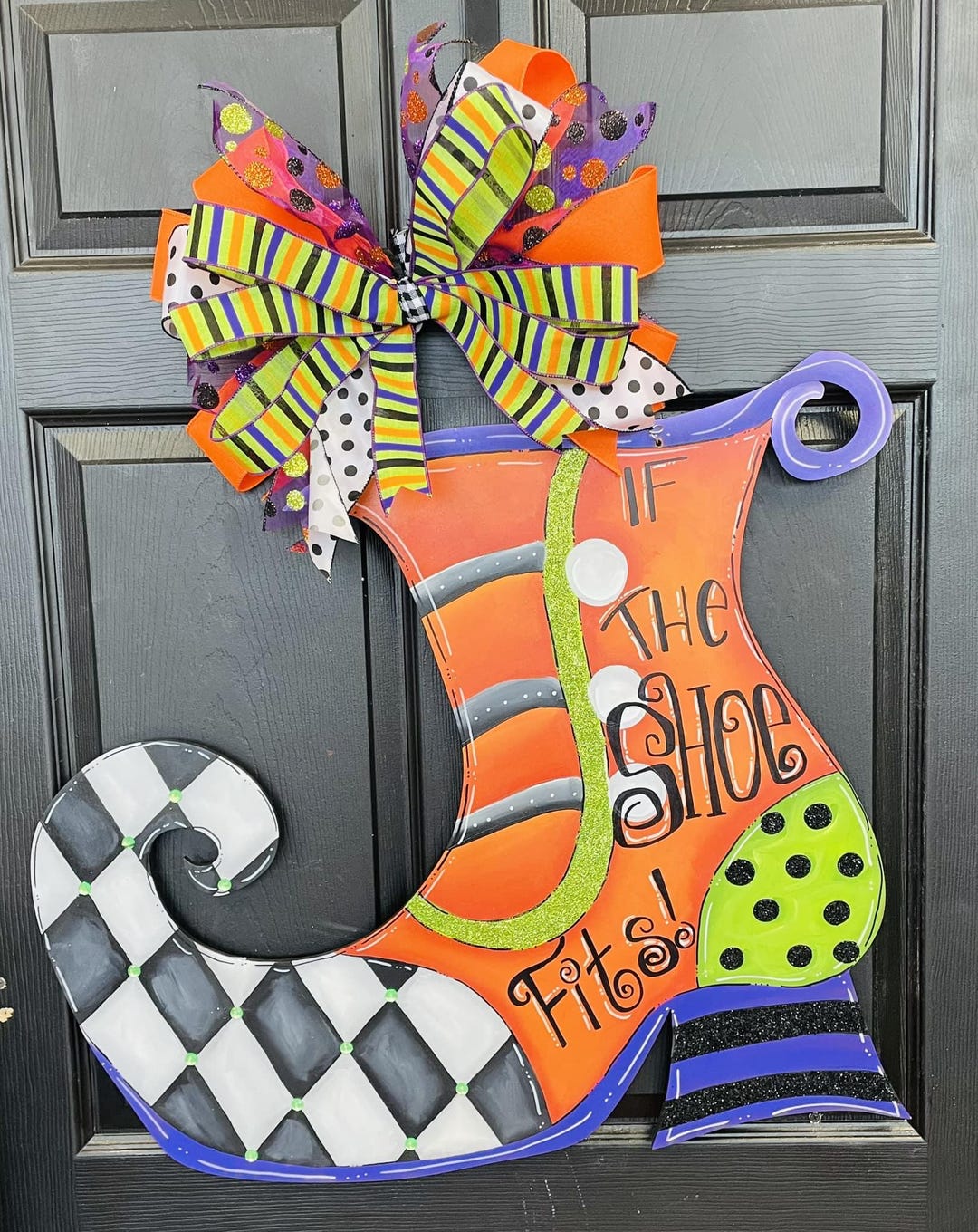 Fall-halloween-witch Boot Door Hanger-"if the Shoe Fits..." - Etsy