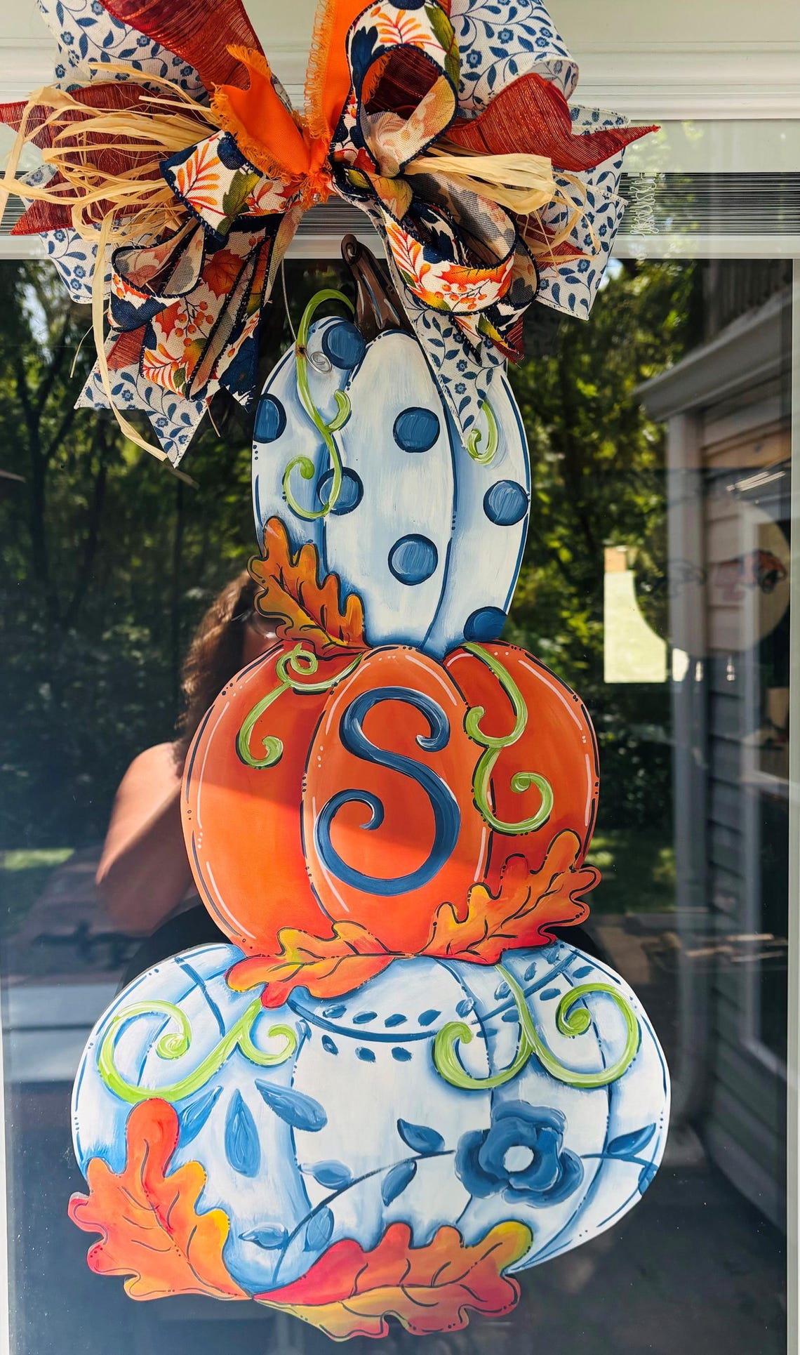 Fall-three Tiered Stacked Pumpkins Door Hanger - Etsy