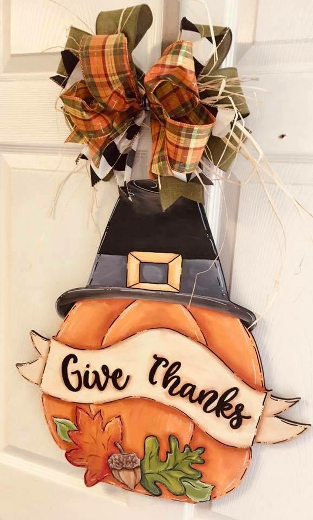 Fall-thanksgiving Pumpkin "give Thanks" Door Hanger - Etsy