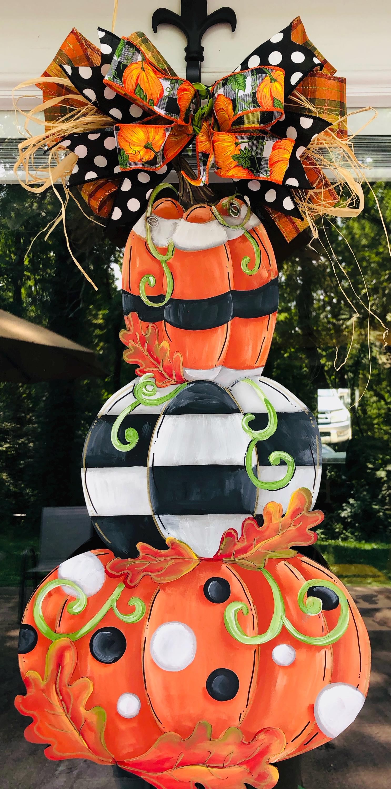 Fall-three Tiered Stacked Pumpkins Door Hanger - Etsy