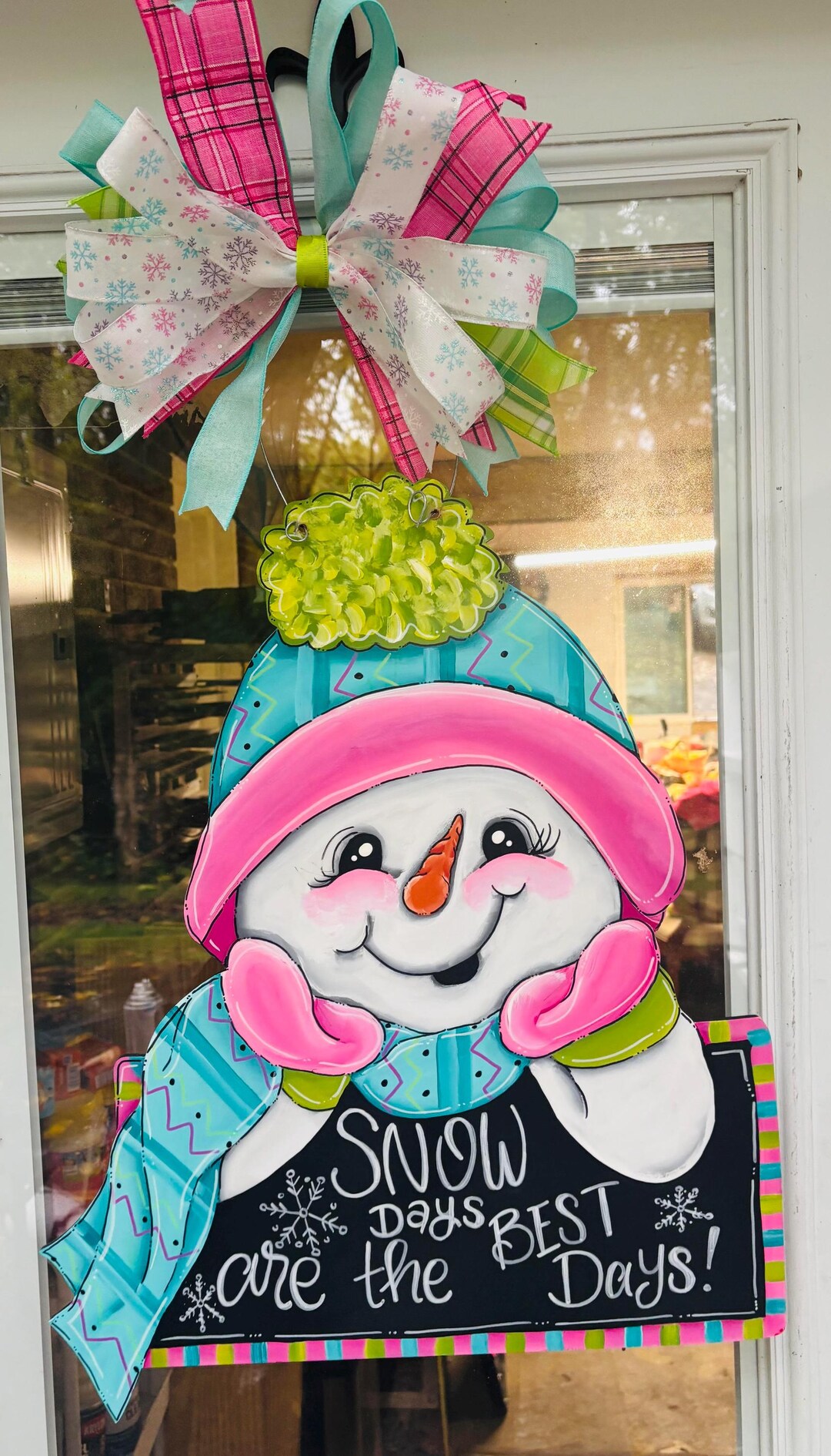 Christmas-winter Snowman With Sign Door Hanger - Etsy