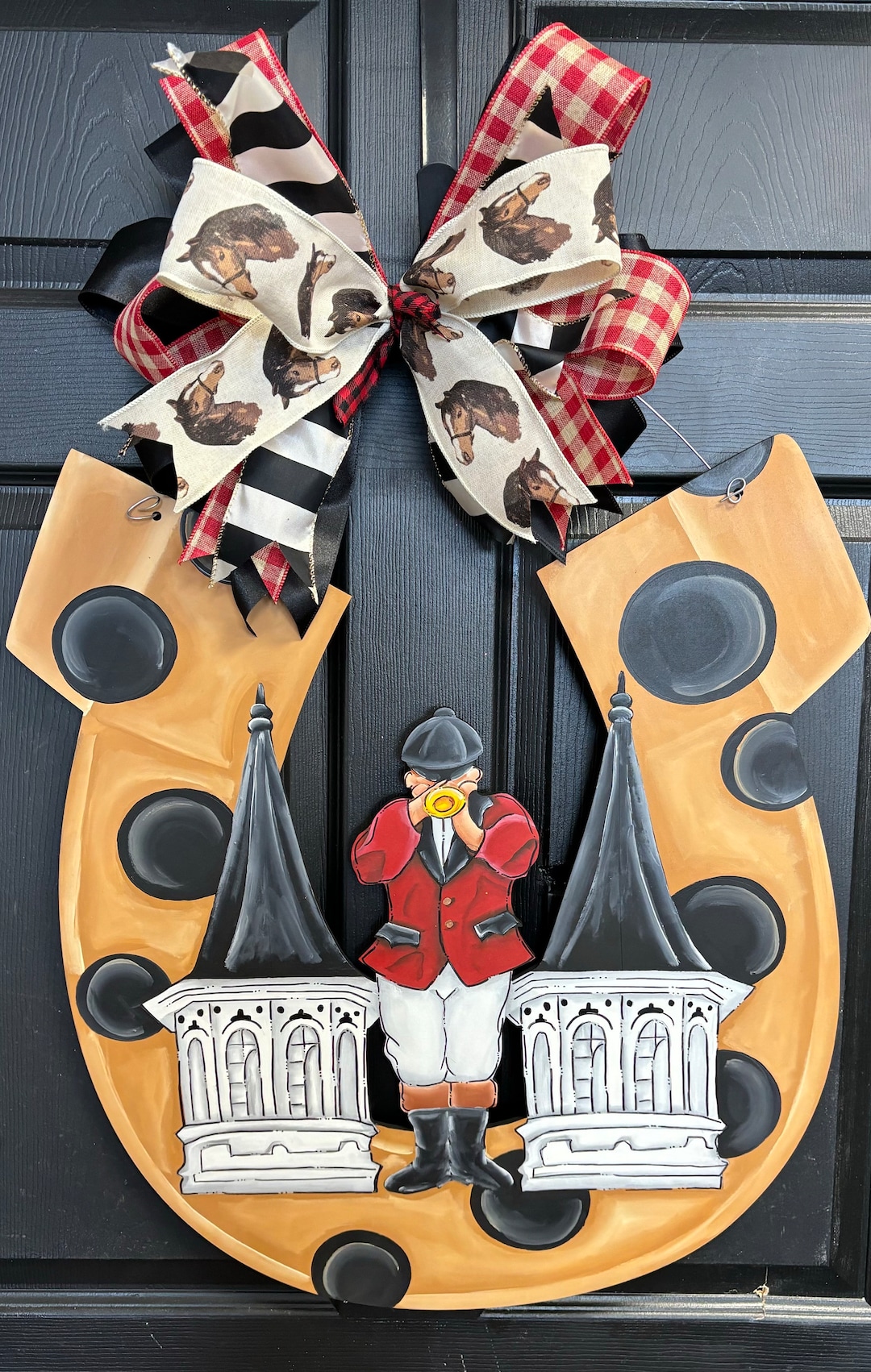 Derby Bugler With Spires in a Horseshoe - Etsy