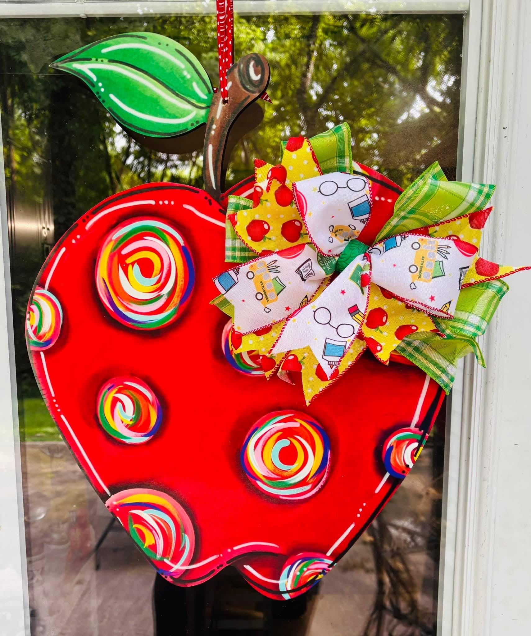 School Colorful Apple Door Hanger - Etsy