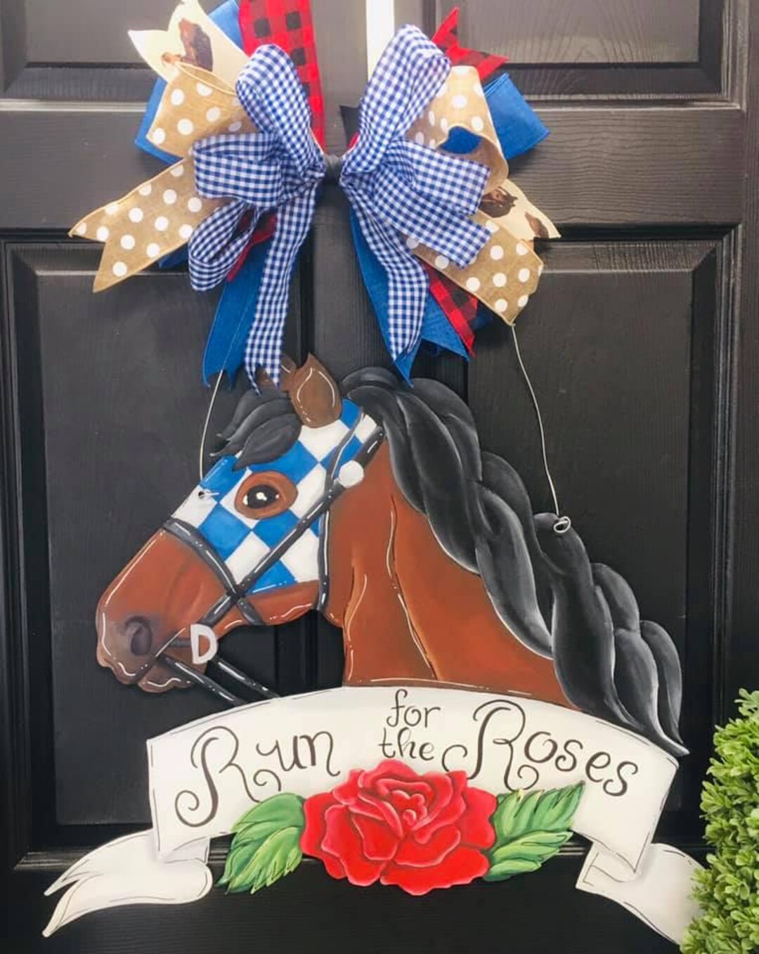 Derby Horse and Banner "run for the Roses" Door Hanger - Etsy
