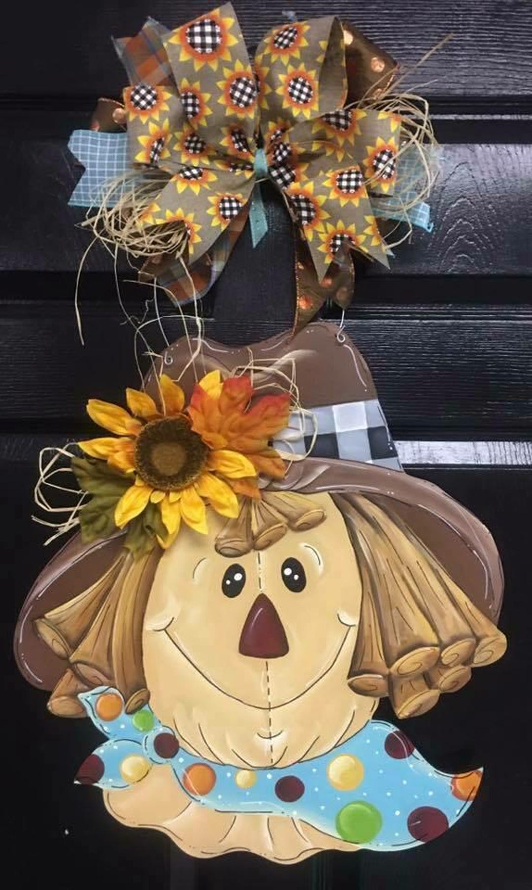 Fall-scarecrow Face Door Hanger - Etsy
