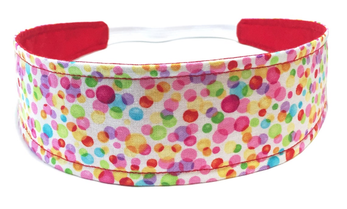 Girl's Rainbow Dots Headband - Children's Reversible Elastic Headband ...