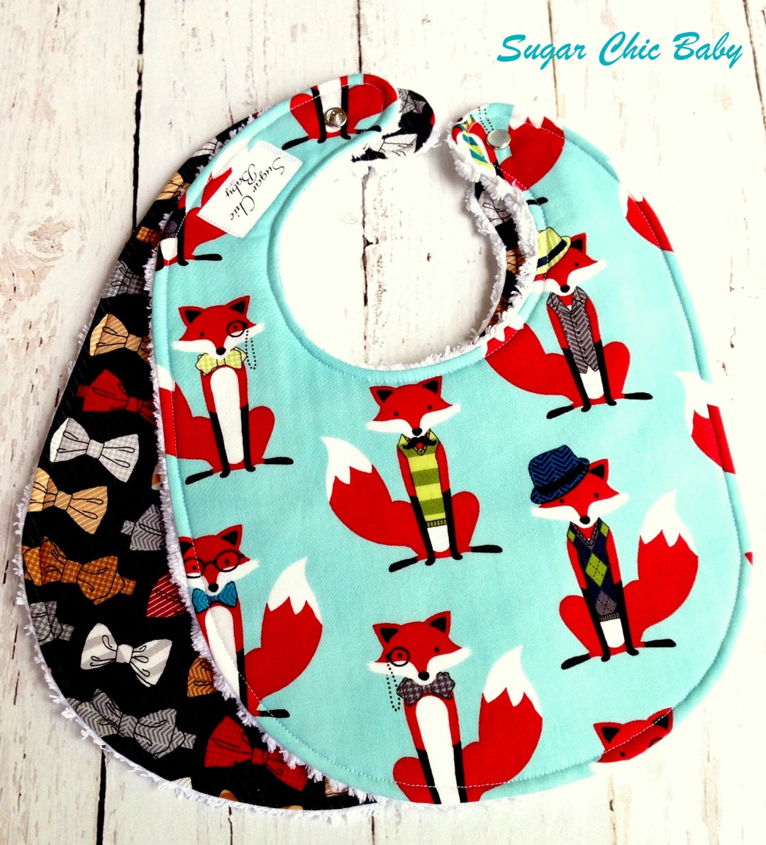 Fox Baby Bibs for Baby Boy - Set of 2 Triple Layer Chenille - Fox & the ...