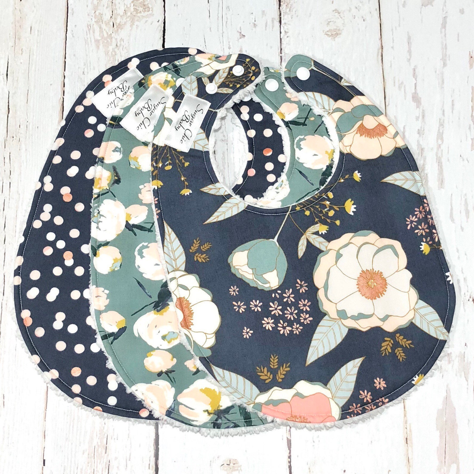 Baby Bibs for Baby Girl Set of 3 Triple Layer Chenille | Etsy