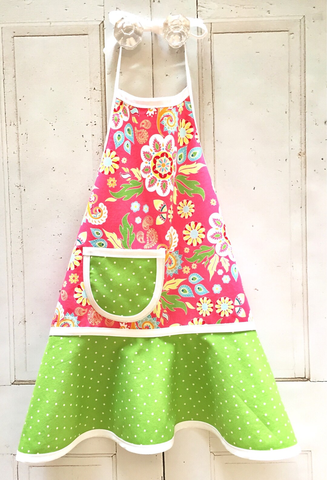 Pink Floral Kids Apron, Little Girls Apron, Toddler Apron, Teen Apron ...