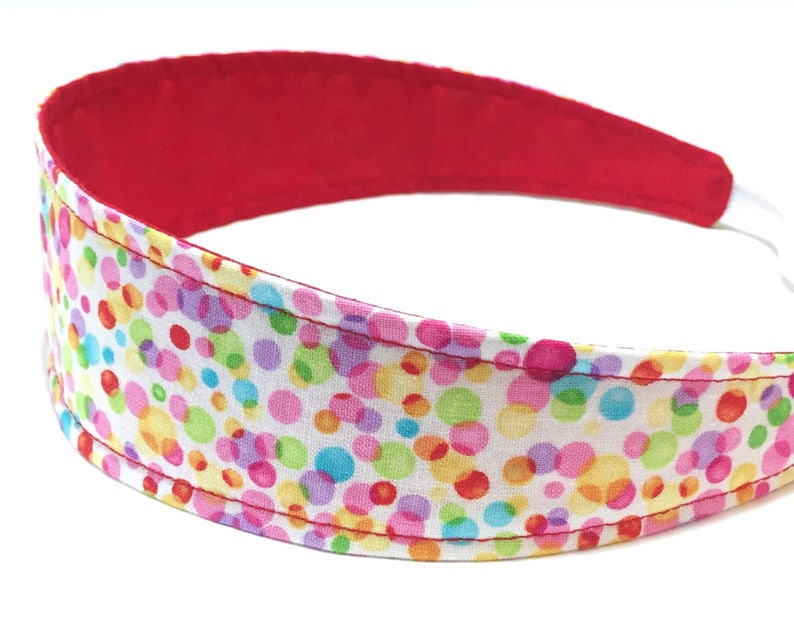 Girl's Rainbow Dots Headband - Children's Reversible Elastic Headband ...