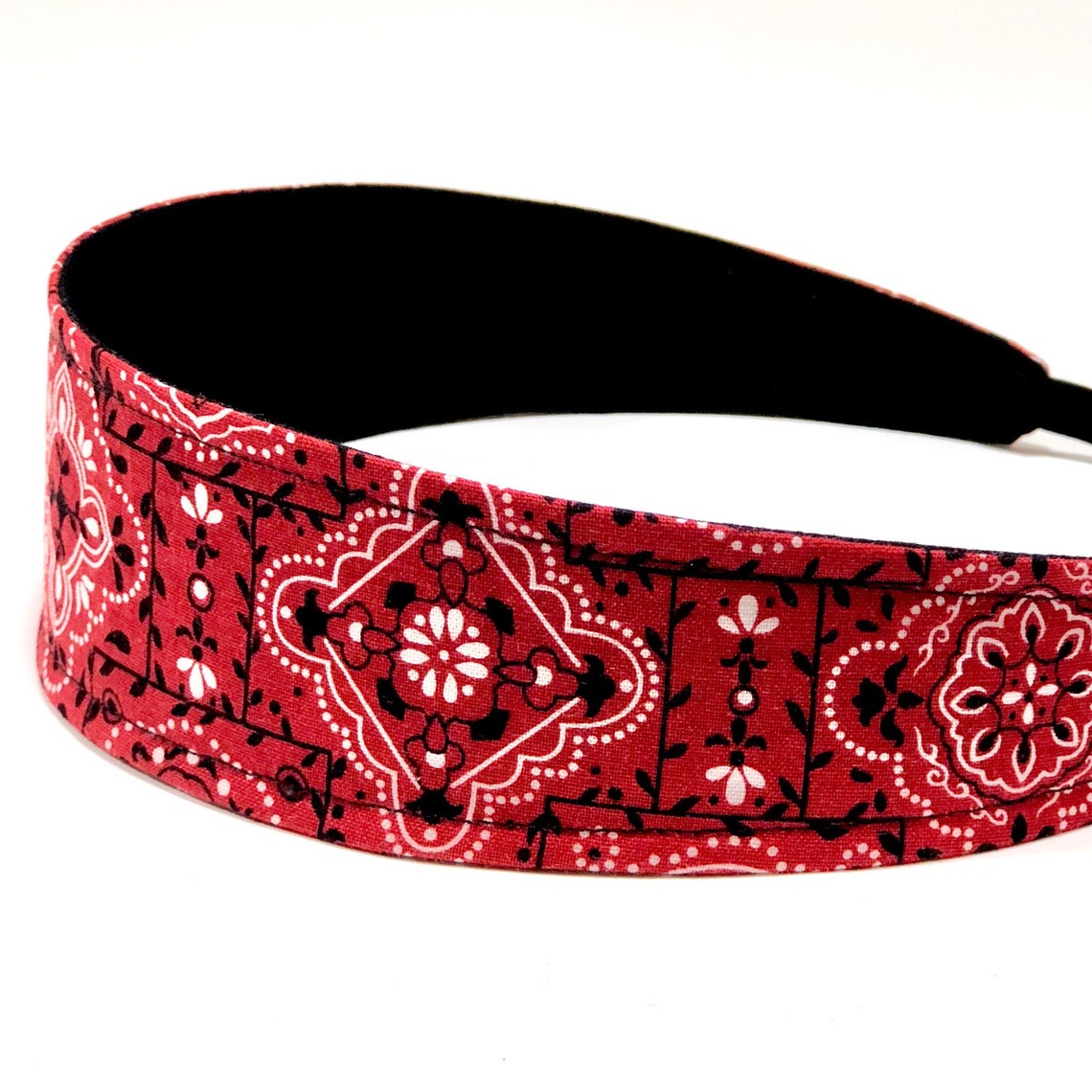 Red Bandana Headband, Reversible Headband, Reversible Fabric, Red ...