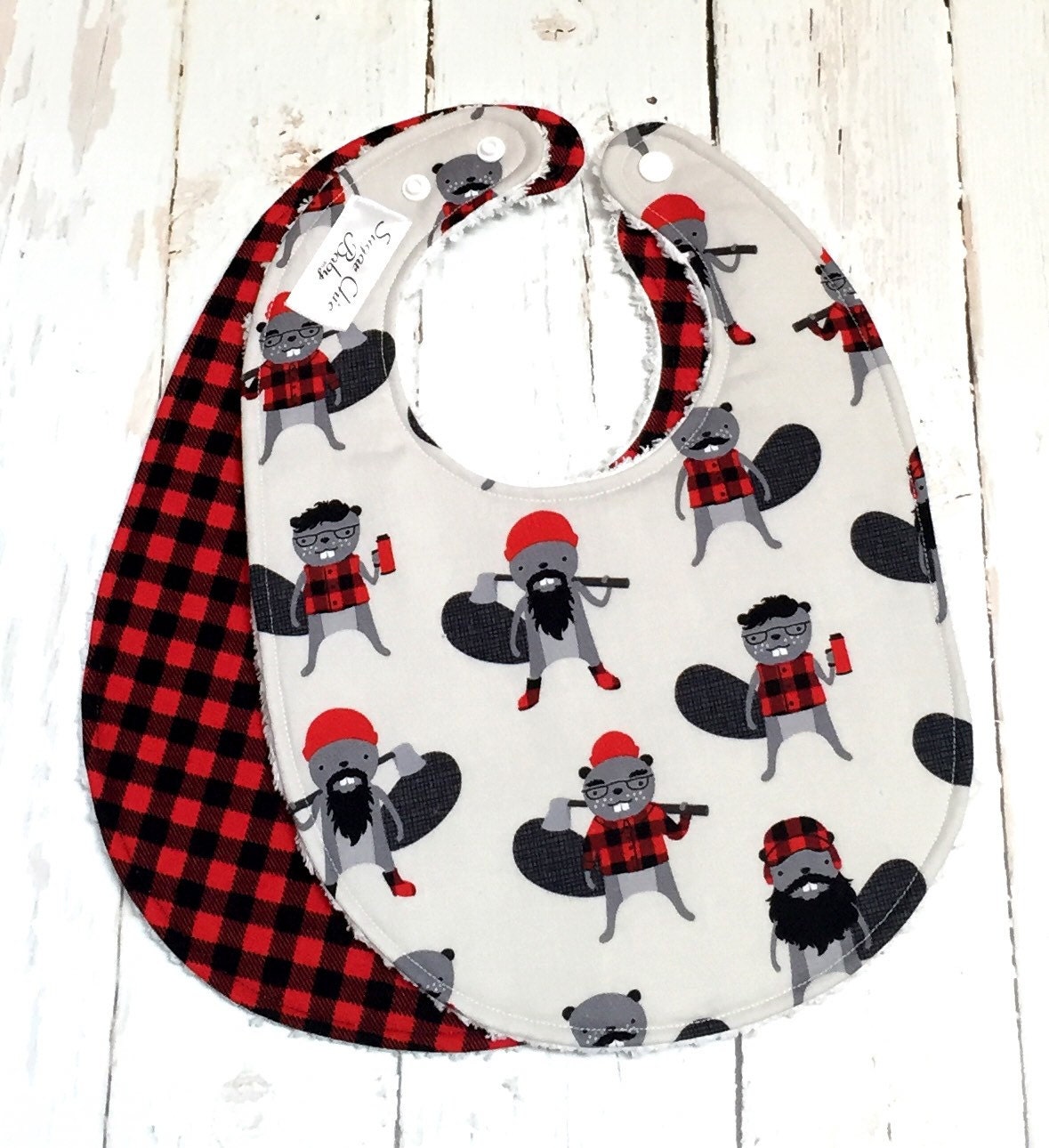 Lumberjack Baby Bibs for Baby Boy Set of 2 Triple Layer | Etsy