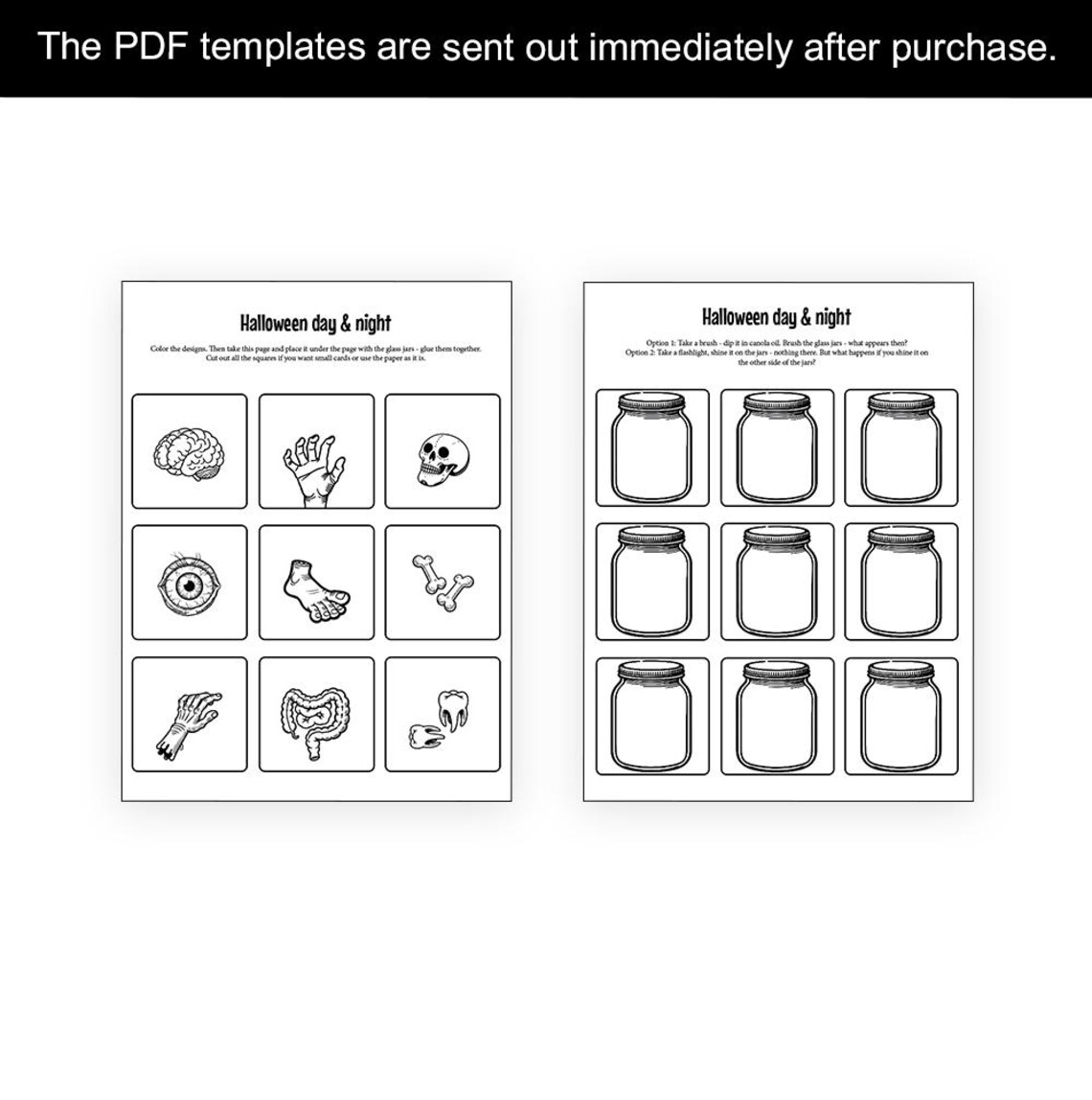 Halloween Spooky Jar Cards: Flashlight Reveal Game (PDF) - Etsy