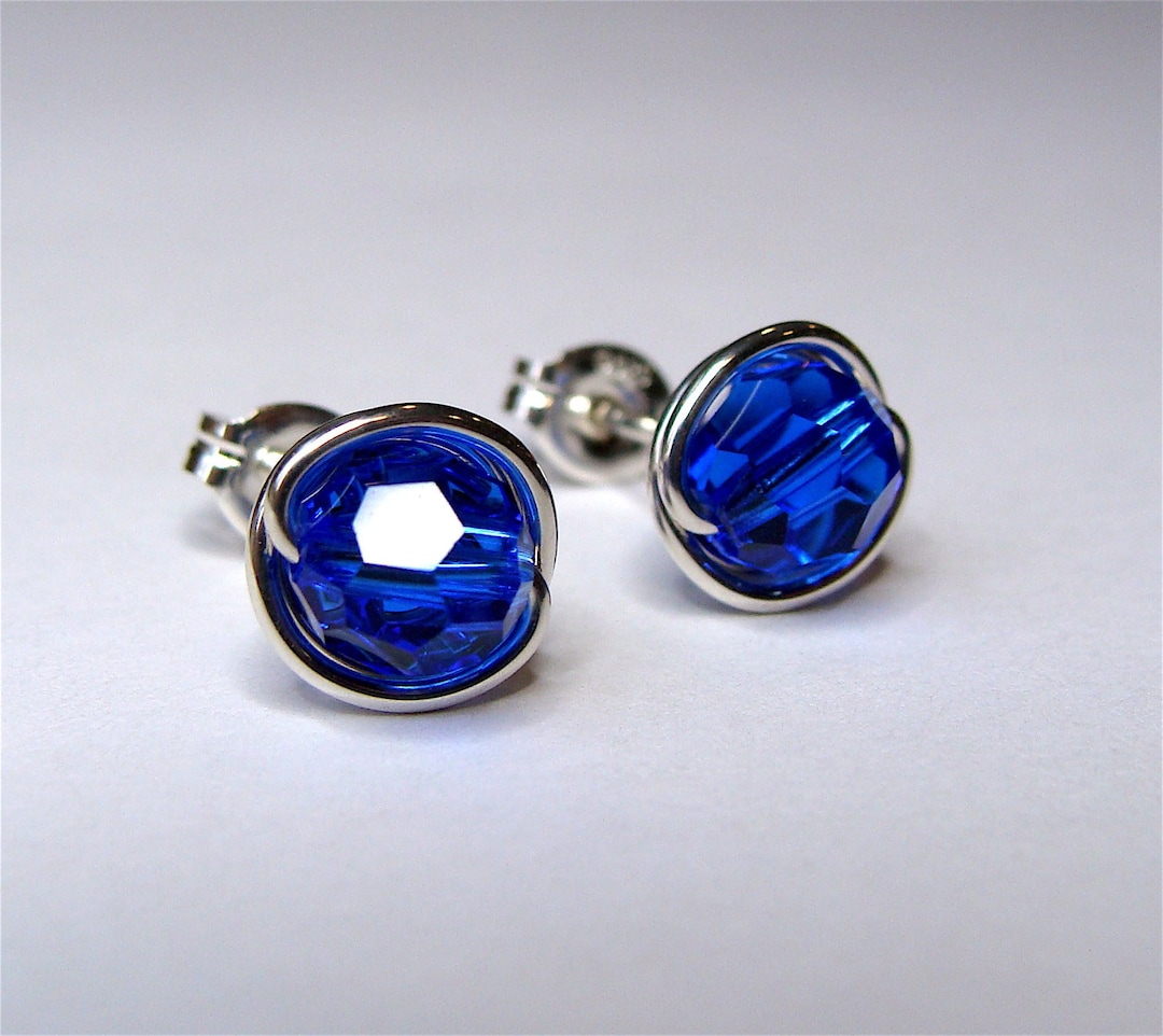 Majestic Blue Crystal Studs Cobalt Blue 4mm 6mm or 8mm Majestic Blue ...