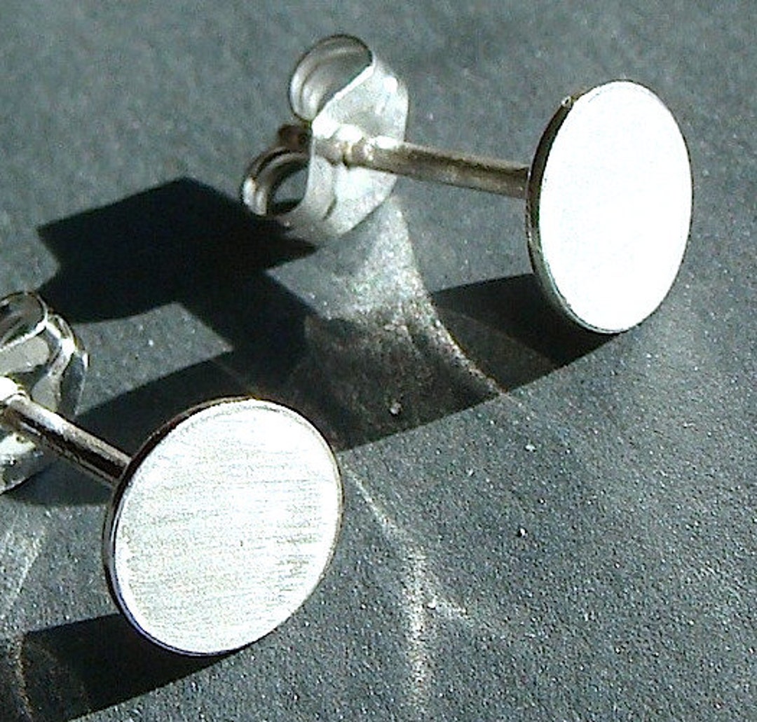 Flat Disc Studs 7mm Tiny Round Flat Disc Post Earrings Sterling Silver ...
