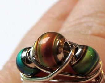 Constellation Mood Ring Color Changing Novelty Ring Wire Wrapped in ...