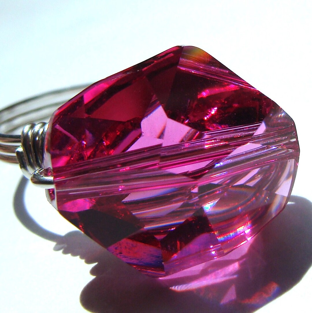 OOPS Fuchsia Ring Pink Crystal Ring 16mm Fuchsia Swarovski Crystal Ring ...
