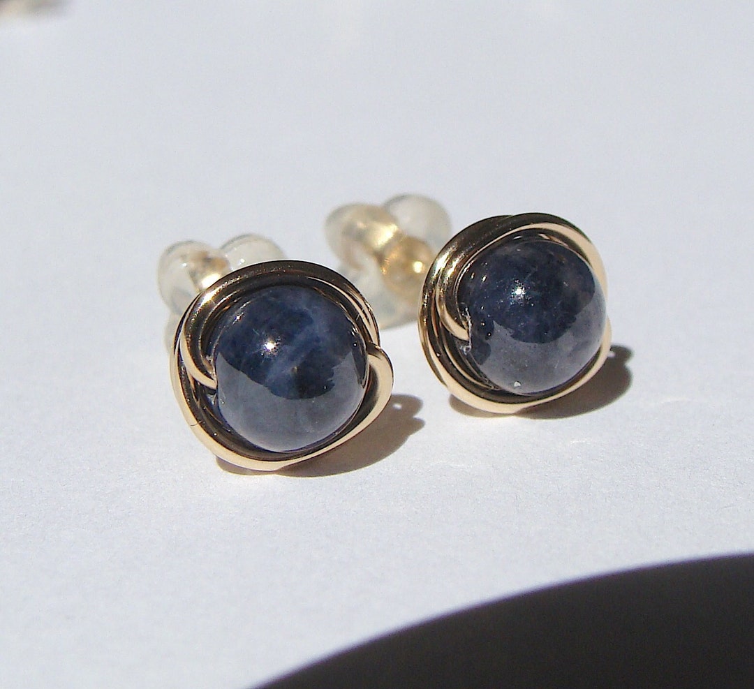 Genuine Sapphire Studs Tiny Gold Sapphire Post Earrings Sapphire Studs ...
