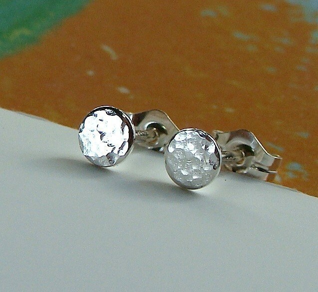 Flat Studs Flat Disc Studs 4mm Hammered Micro-mini Disc Sterling Silver ...