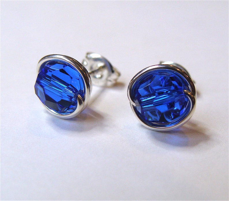 Majestic Blue Crystal Studs Cobalt Blue 4mm 6mm or 8mm - Etsy