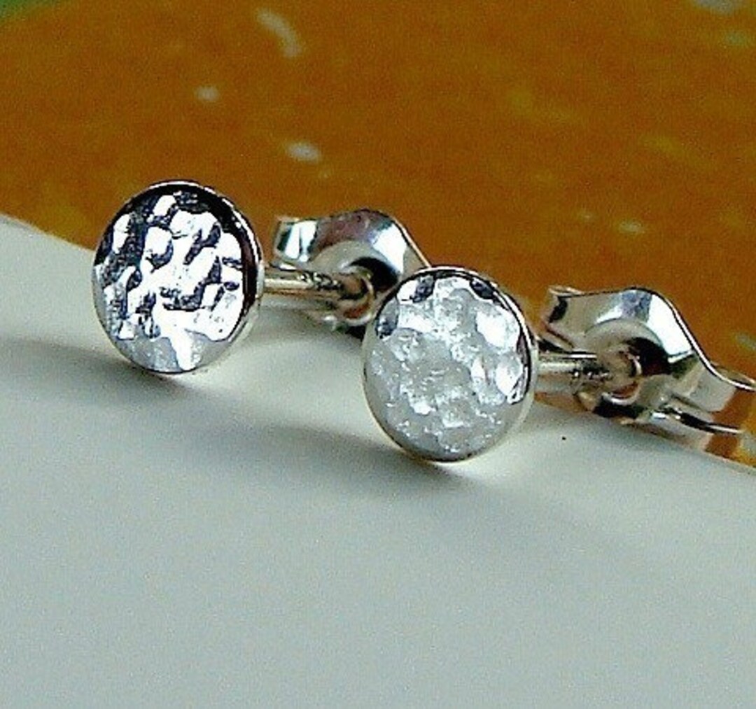 Flat Studs Flat Disc Studs 4mm Hammered Micro-mini Disc Sterling Silver ...