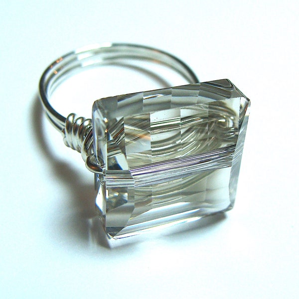 Square Crystal Ring - Etsy