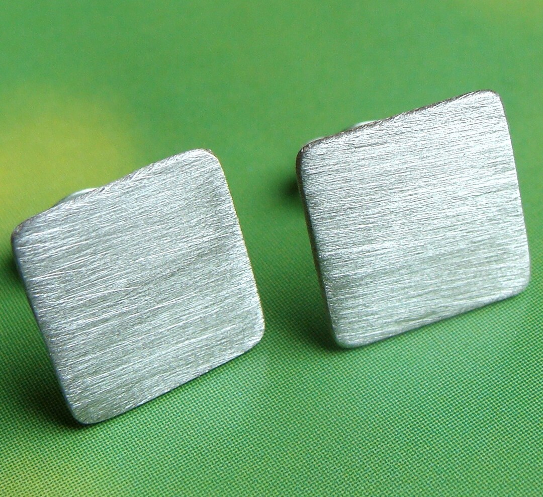 Flat Square Studs 10mm Square Post Earrings Sterling Silver Stud ...
