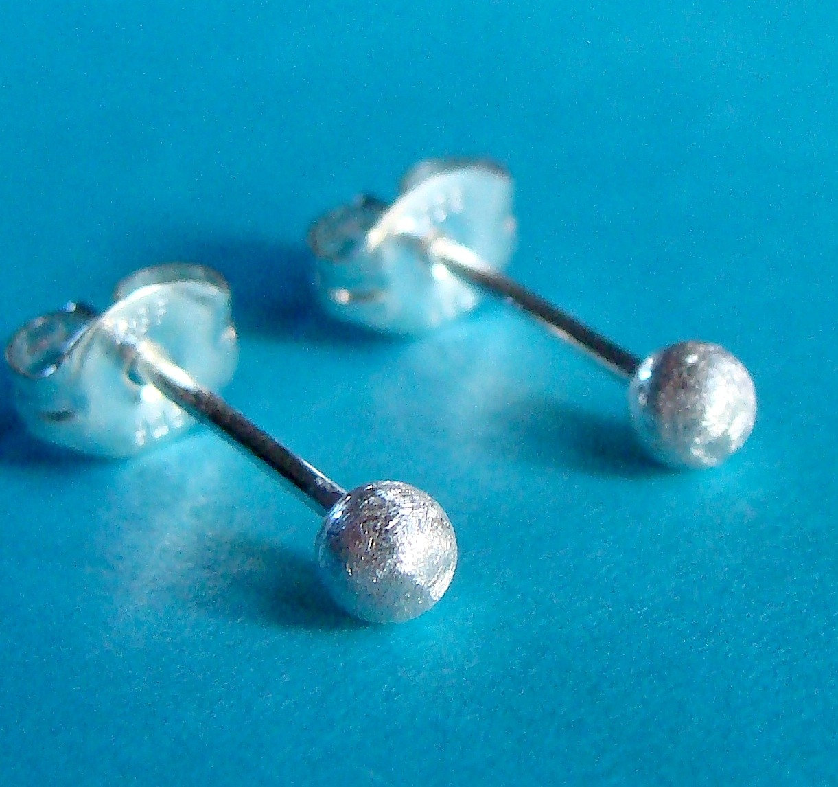 Tiny Ball Studs 3mm Satin Brushed Finish Post Earrings Tiny Round ...