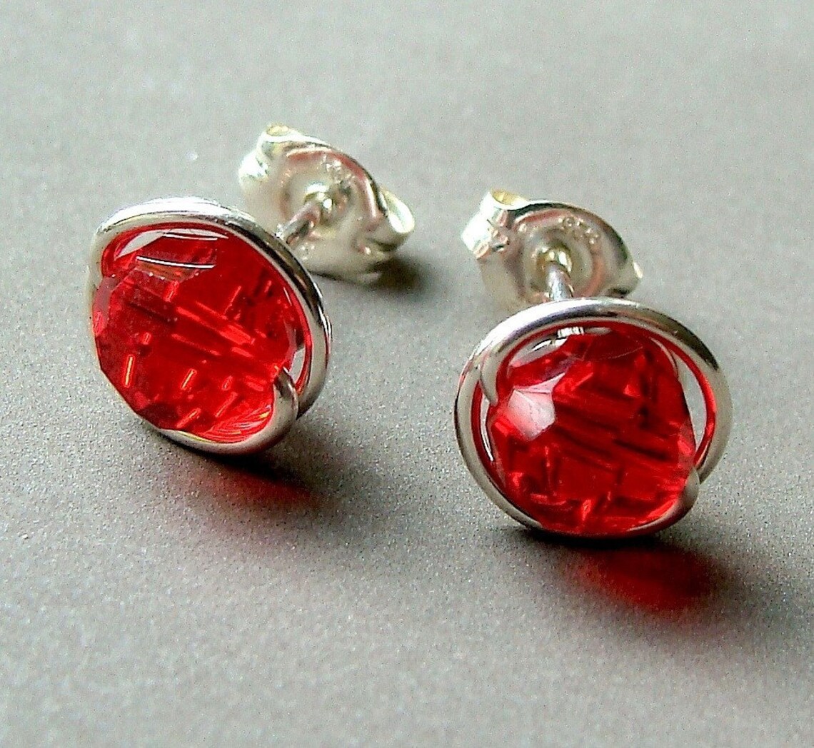 Red Studs Light Siam Studs Red Crystal Studs Swarovski Crystal | Etsy