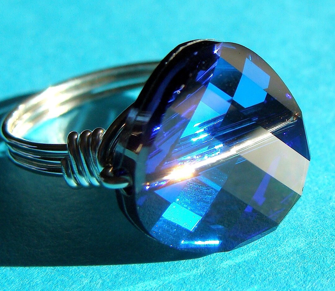 OOPS 14mm Crystal Twist Bermuda Blue Swarovski Crystal Statement Ring ...