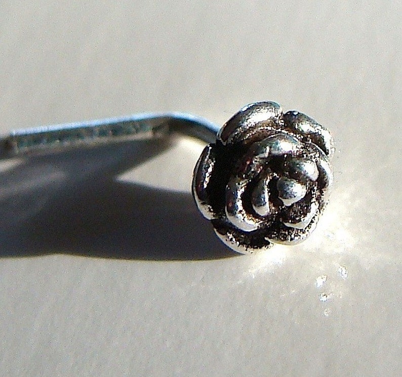 Rose Nose Stud Flower Nose Piercing Tiny Rose Flower Sterling | Etsy