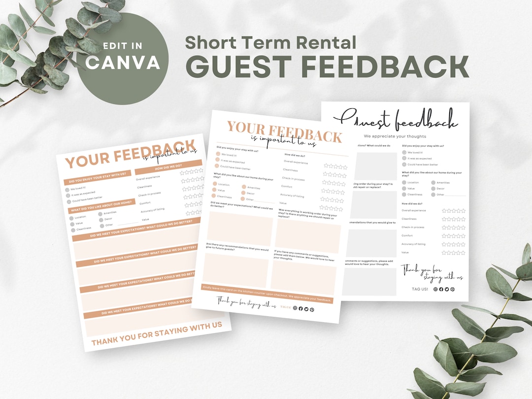 Airbnb Guest Feedback Form Editable Canva Template | Comment ...
