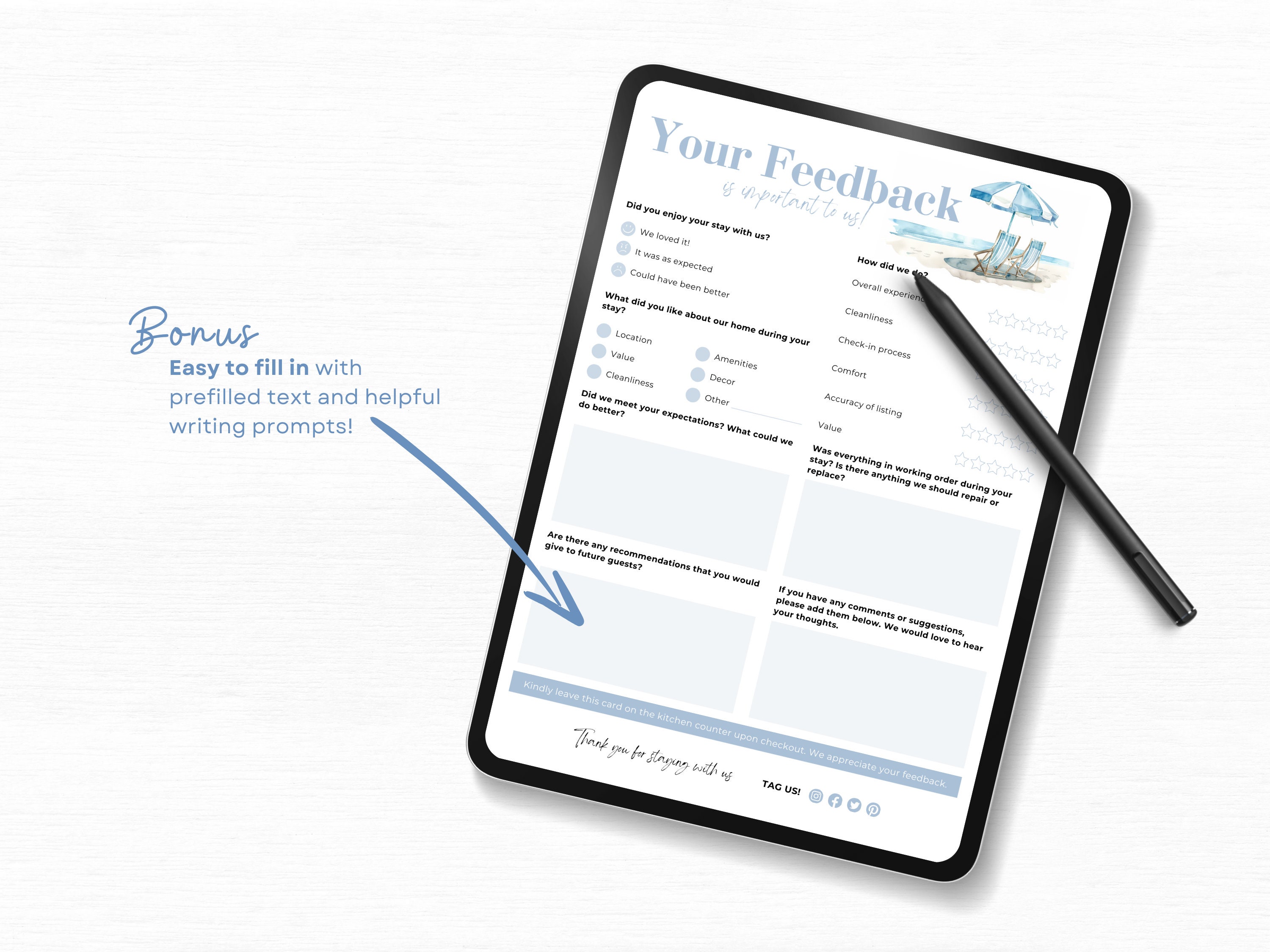 Airbnb Guest Feedback Form, Editable Canva Template, Comment ...