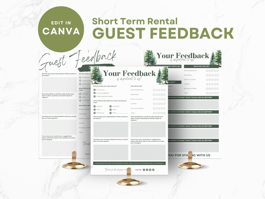 Airbnb Guest Feedback Form: Forest Cabin Canva Template (editable) - Etsy