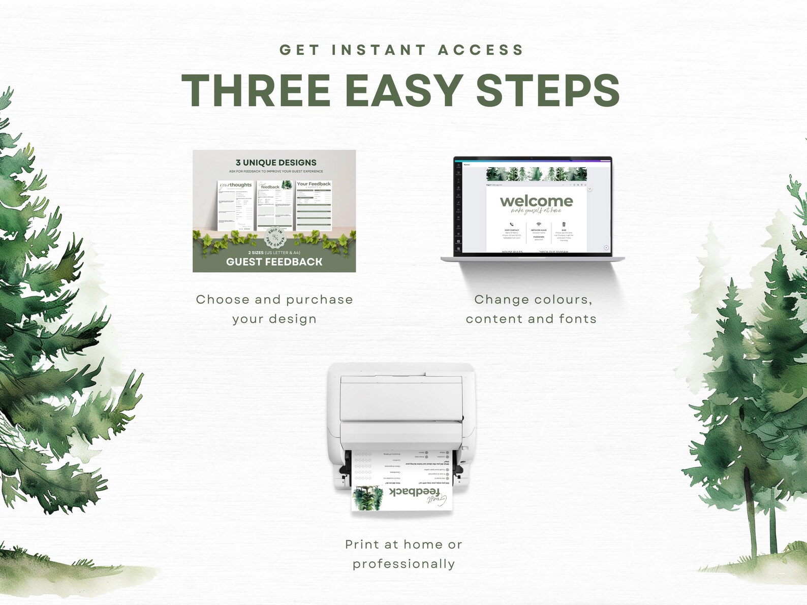 Airbnb Guest Feedback Form: Forest Cabin Design (canva Template) - Etsy
