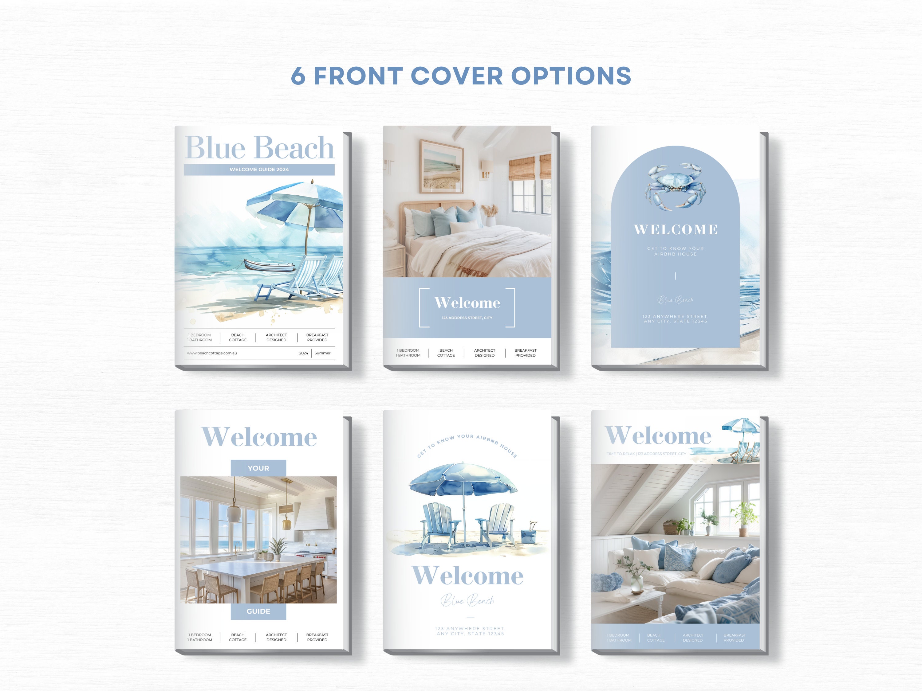 Coastal Beach House Welcome Book: Editable Canva Template (digital ...